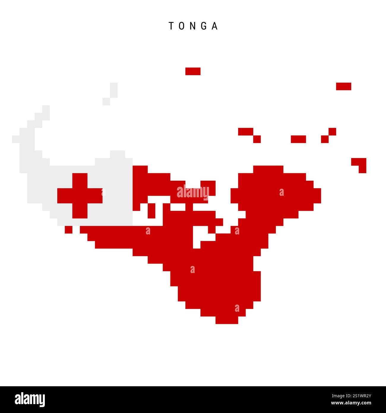 Tonga pixel flag map icon. Flat vector illustration isolated on white ...