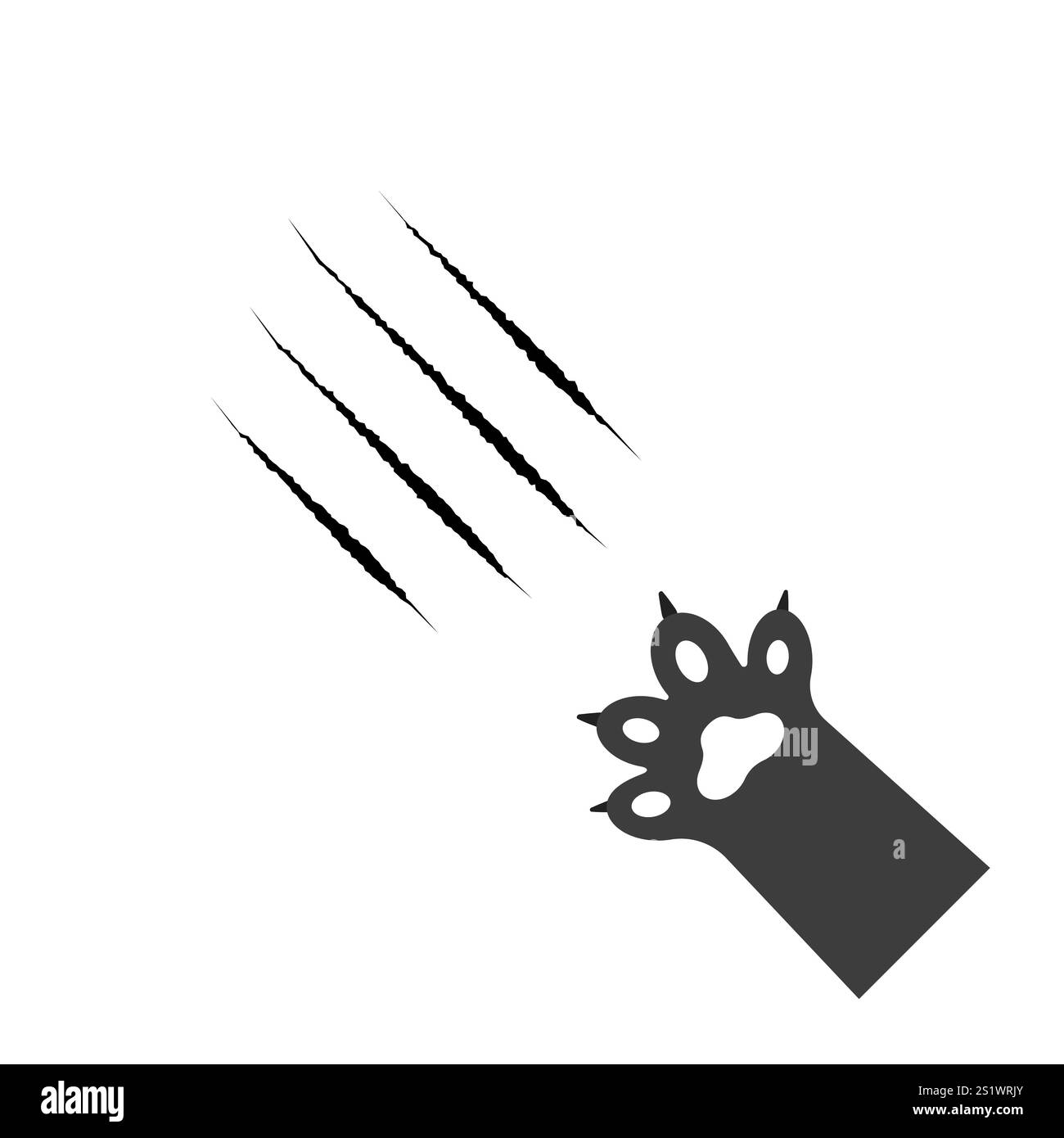 Cat scratch. Black bloody animal claw mark isolated on white background ...