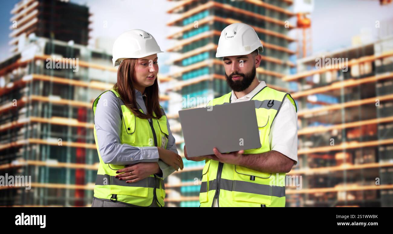 OSHA Inspection Worker At Construction Site. Building Safety Stock ...