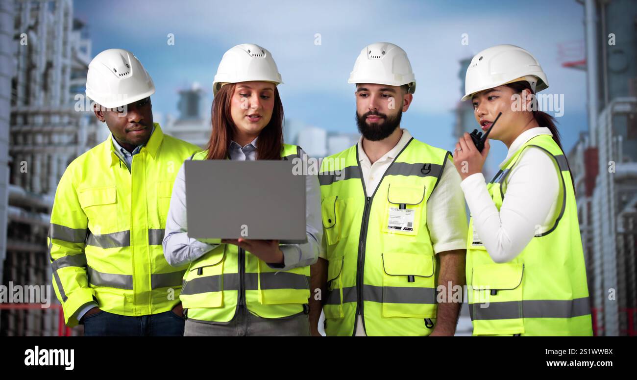 Engineer Team Doing Osha Safety Inspection At Oil Refinery Plant Stock ...