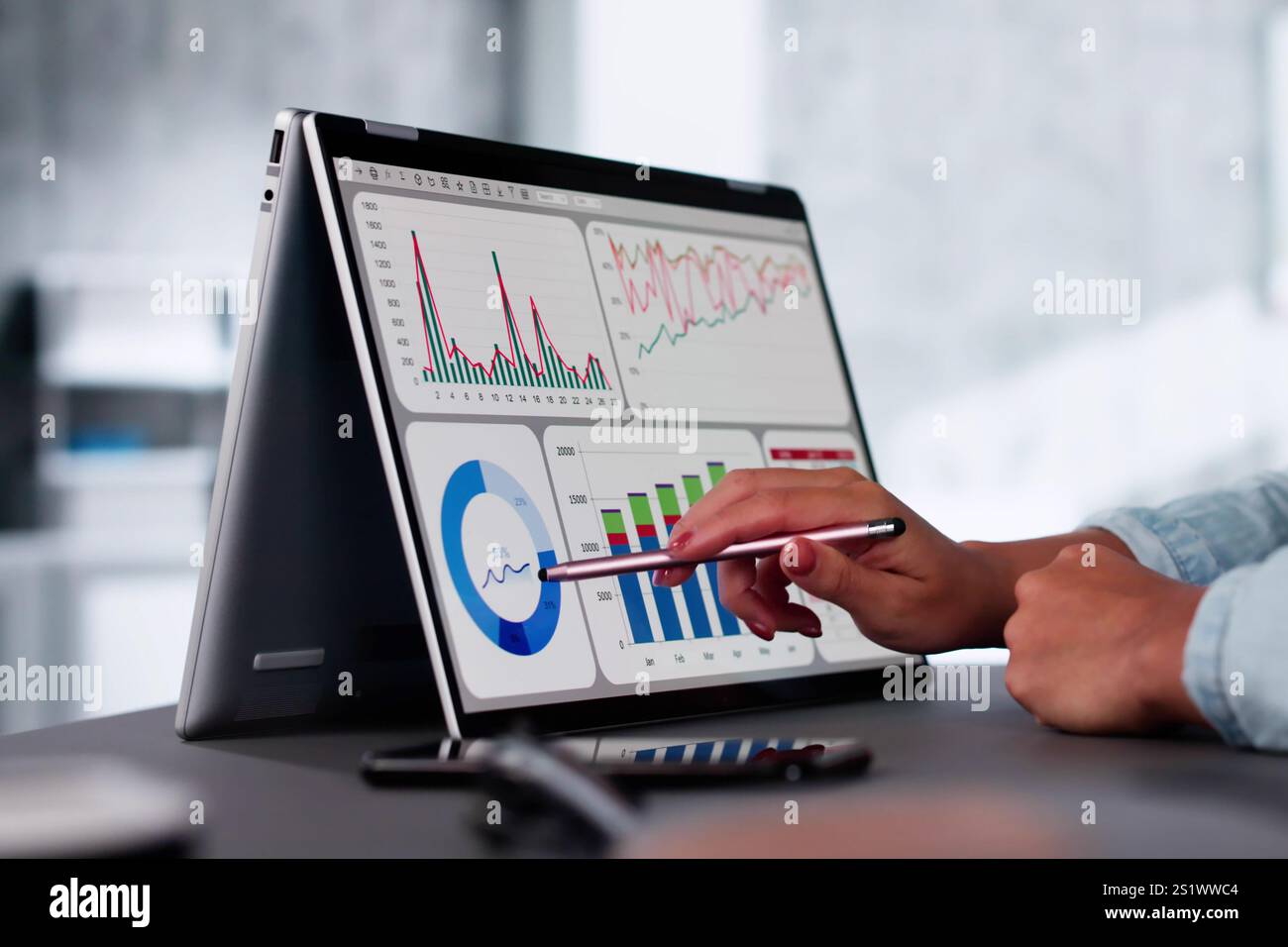 Data Analyst Using Data Analytics KPI Dashboard Stock Photo - Alamy