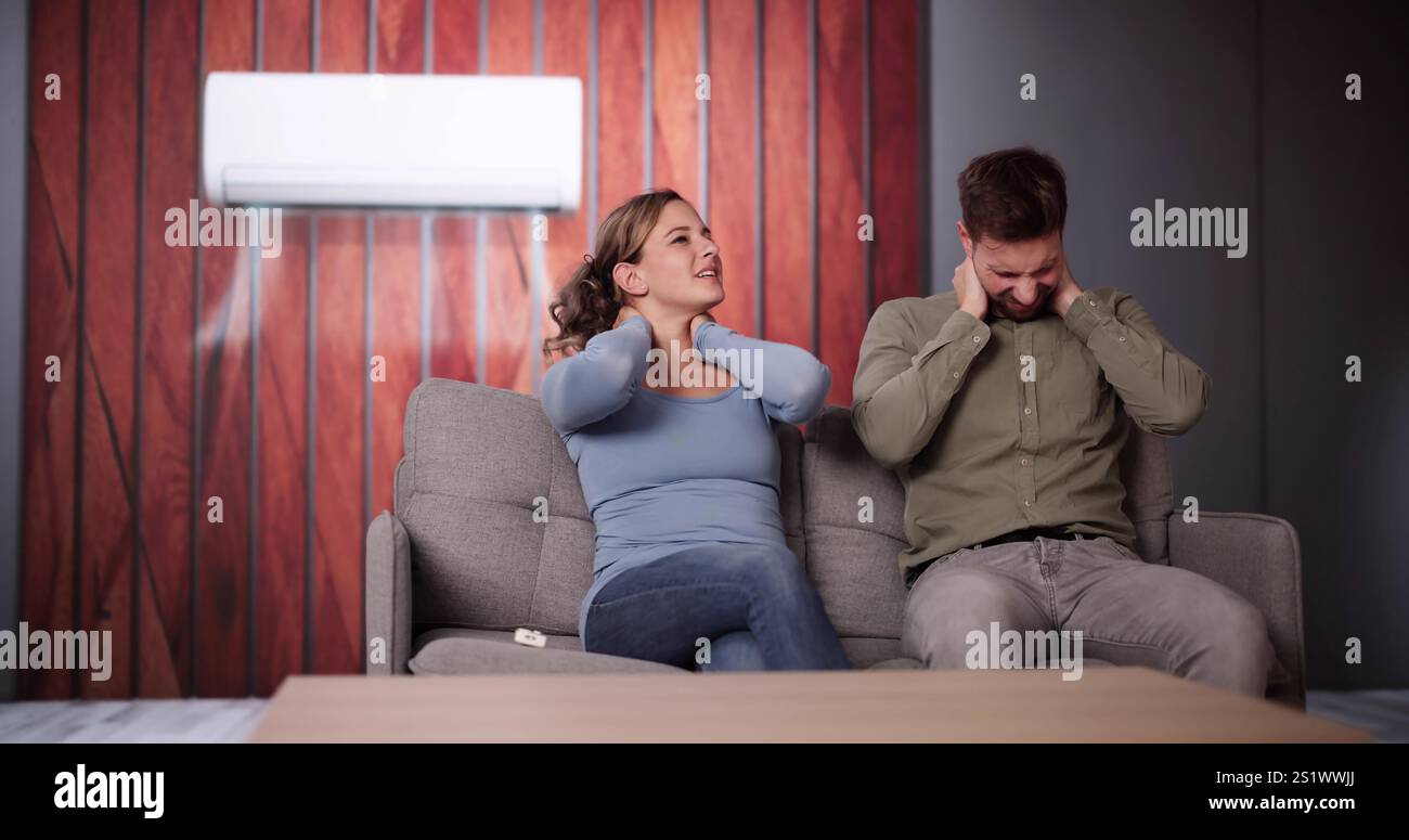 Sick Couple Having Cold And Sore Throat From Air Conditioner Stock ...