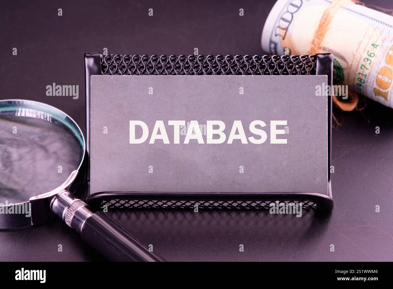 A collection of database management tools is arranged neatly next to a ...