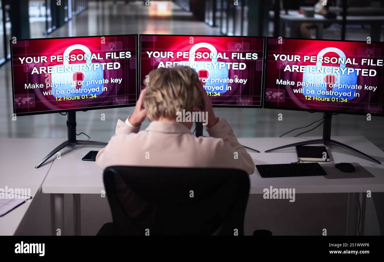 Ransomware Cyber Attack Using Malware. Security Breach Stock Photo - Alamy