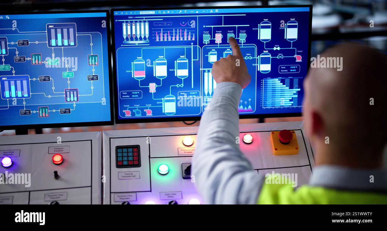 Scada Control Technology At Wine Fermentation Factory Stock Photo - Alamy