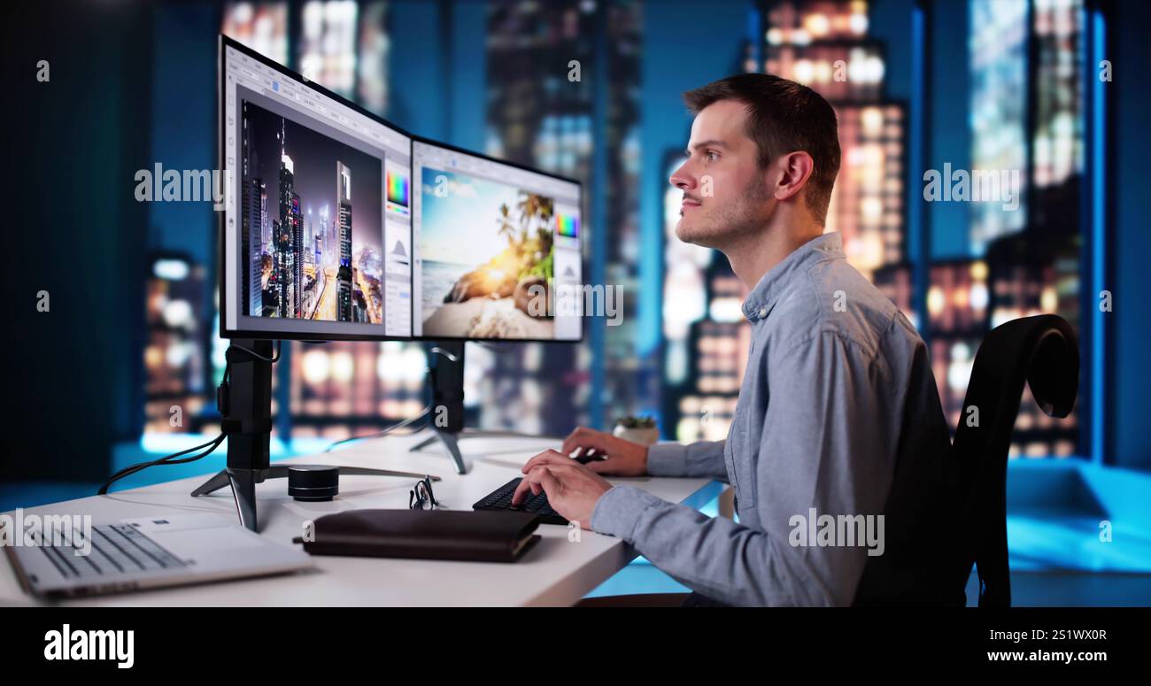 Graphic Designer Working On Computer Editing For Print Stock Photo - Alamy