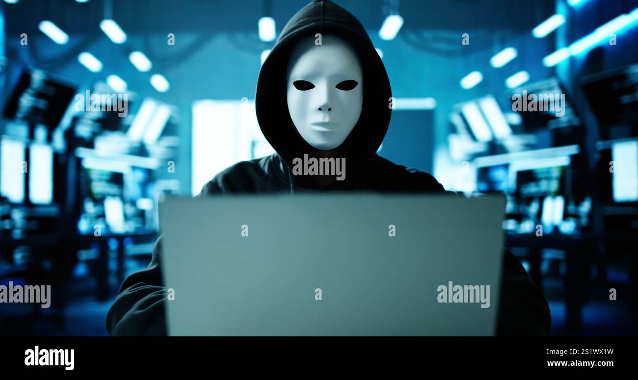Cyber Security Risk. Thief Man Hacking Data Stock Photo - Alamy