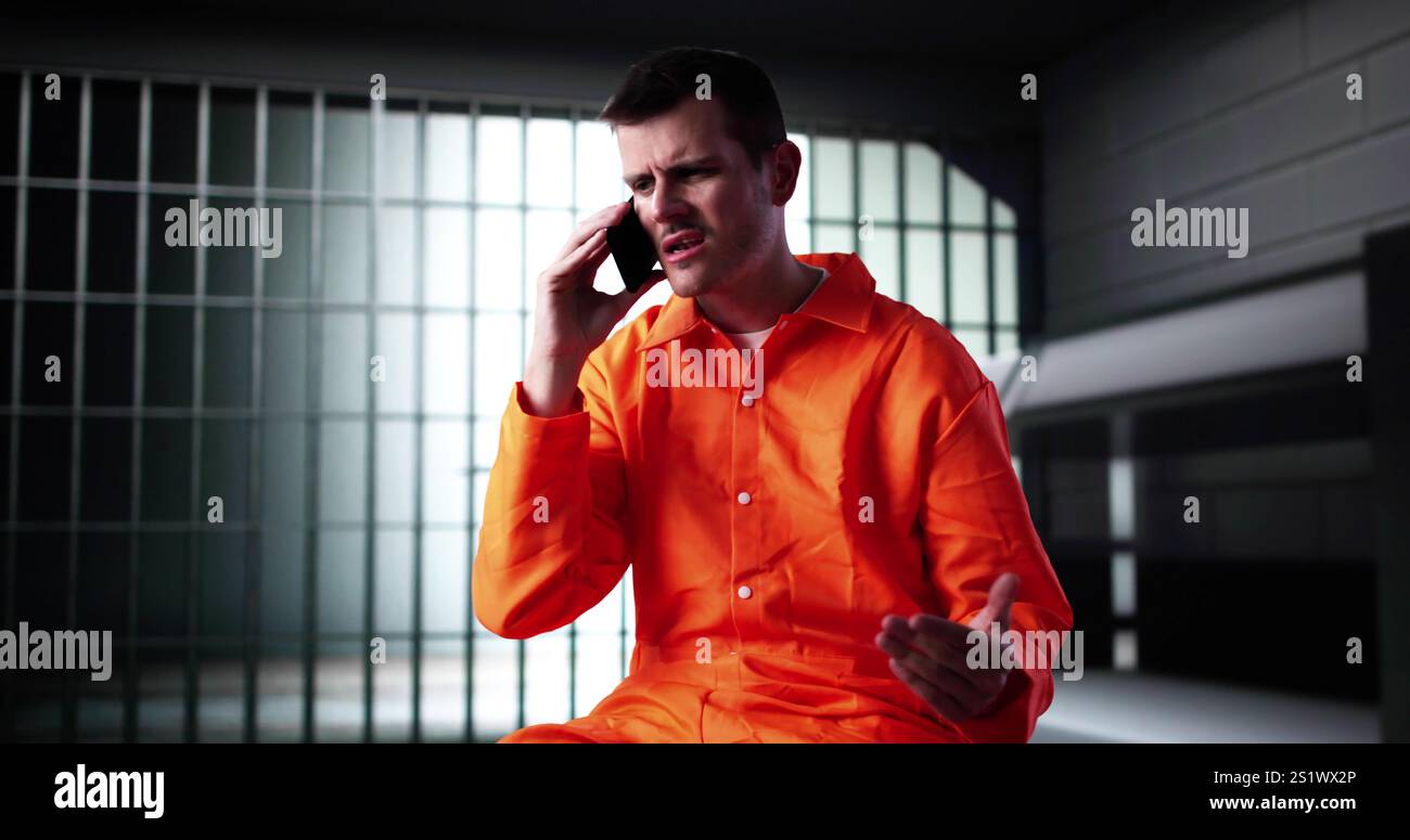 Prisoner Behind Bars In Jail Cell. Crime Punishment And Criminal ...