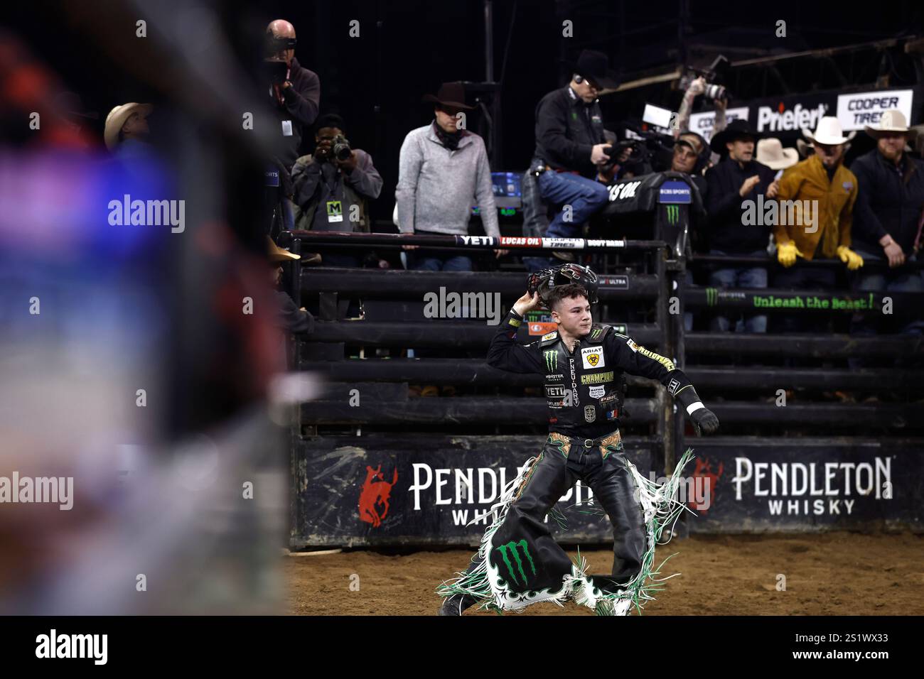 New York, USA. 04th Jan, 2025. John Crimber celebrates during PBR's ...