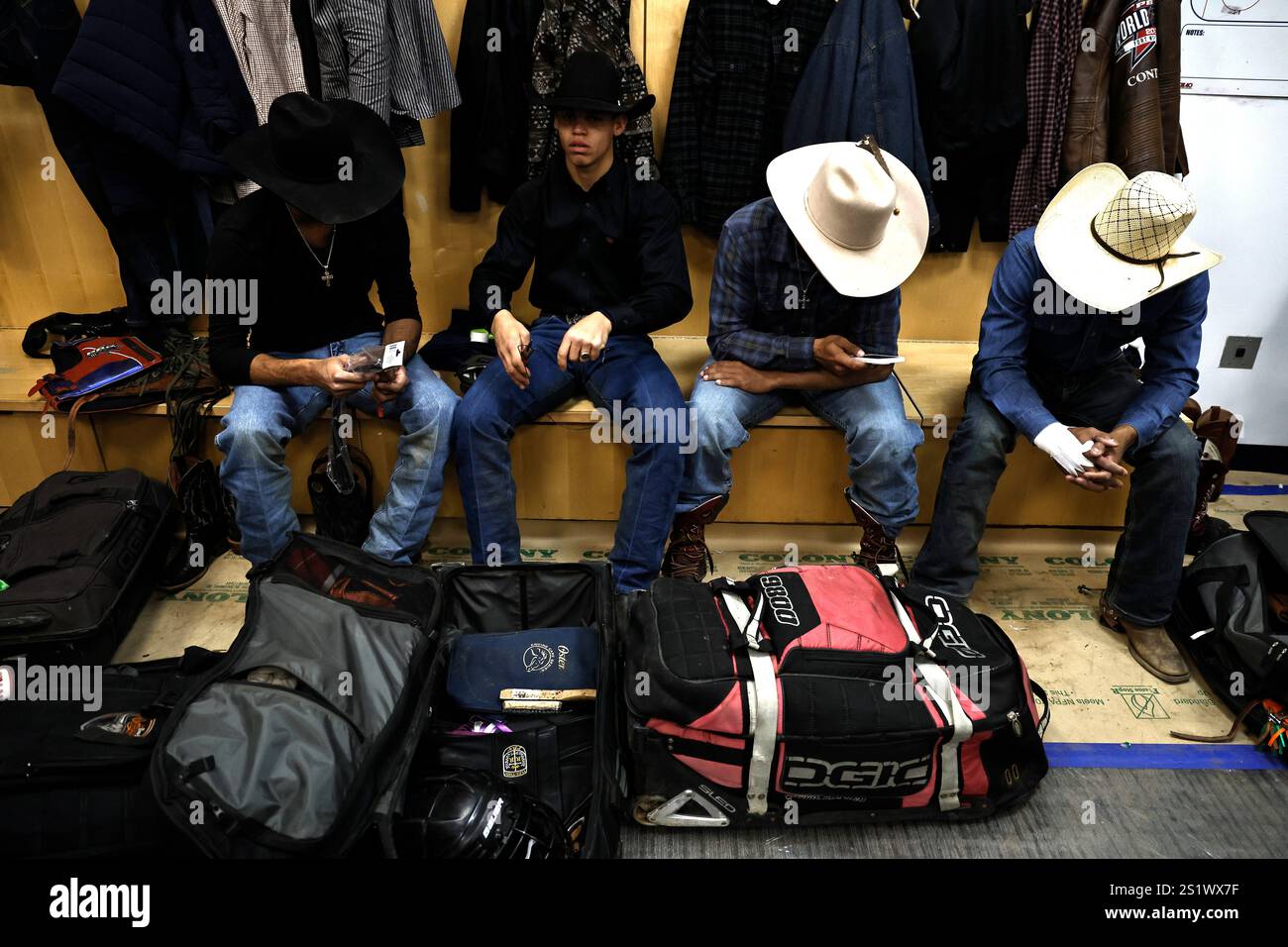 New York, USA. 04th Jan, 2025. Riders prepare in the locker room PBR's ...
