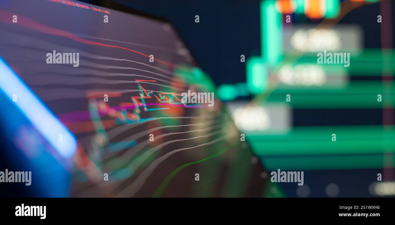 Digital Trading Interface with Candlestick Chart and Data Overlay ...
