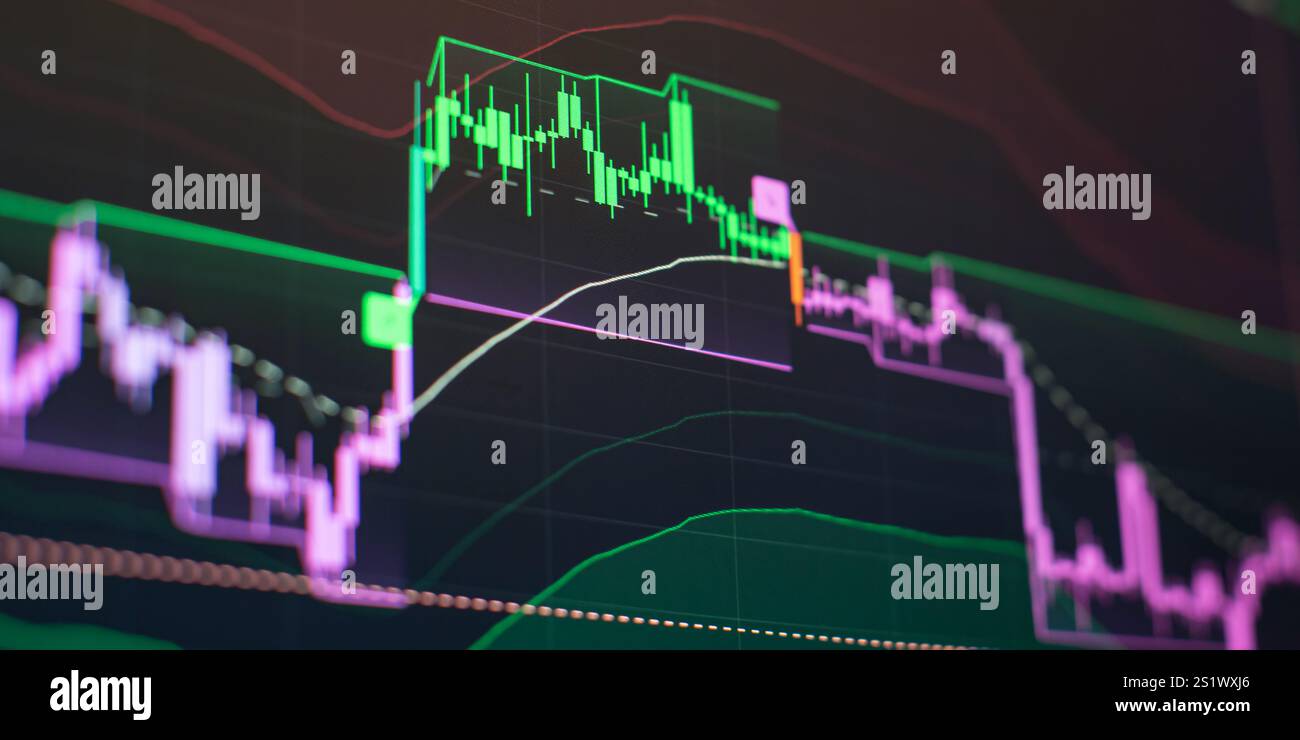 Bar graphs, Diagrams, financial figures. Abstract glowing forex chart ...