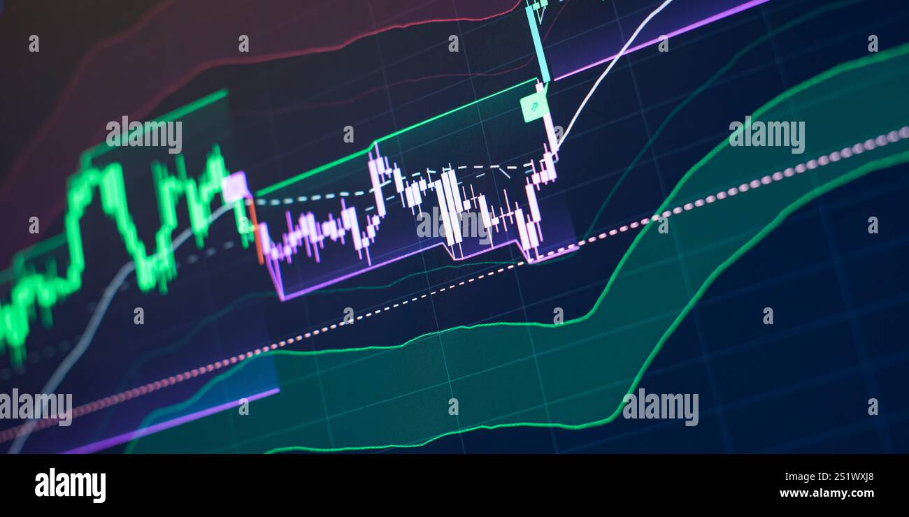 Bar graphs, Diagrams, financial figures. Abstract glowing forex chart ...