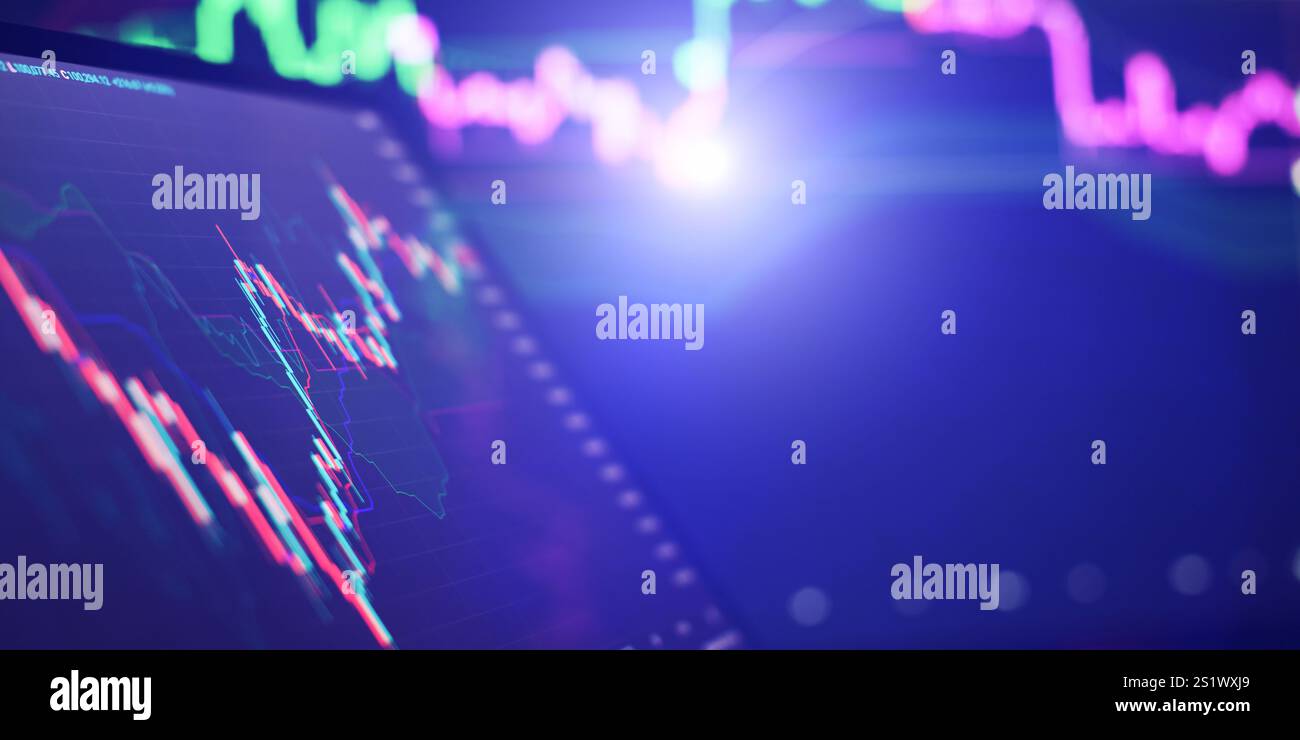 Bar graphs, Diagrams, financial figures. Abstract glowing forex chart ...