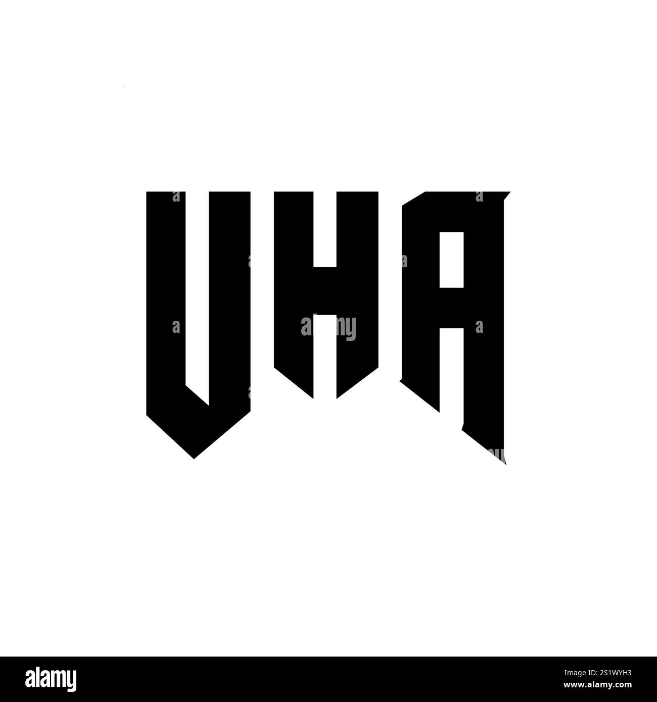 UHA letter logo design for technology company. UHA logo design black and white color combination ...