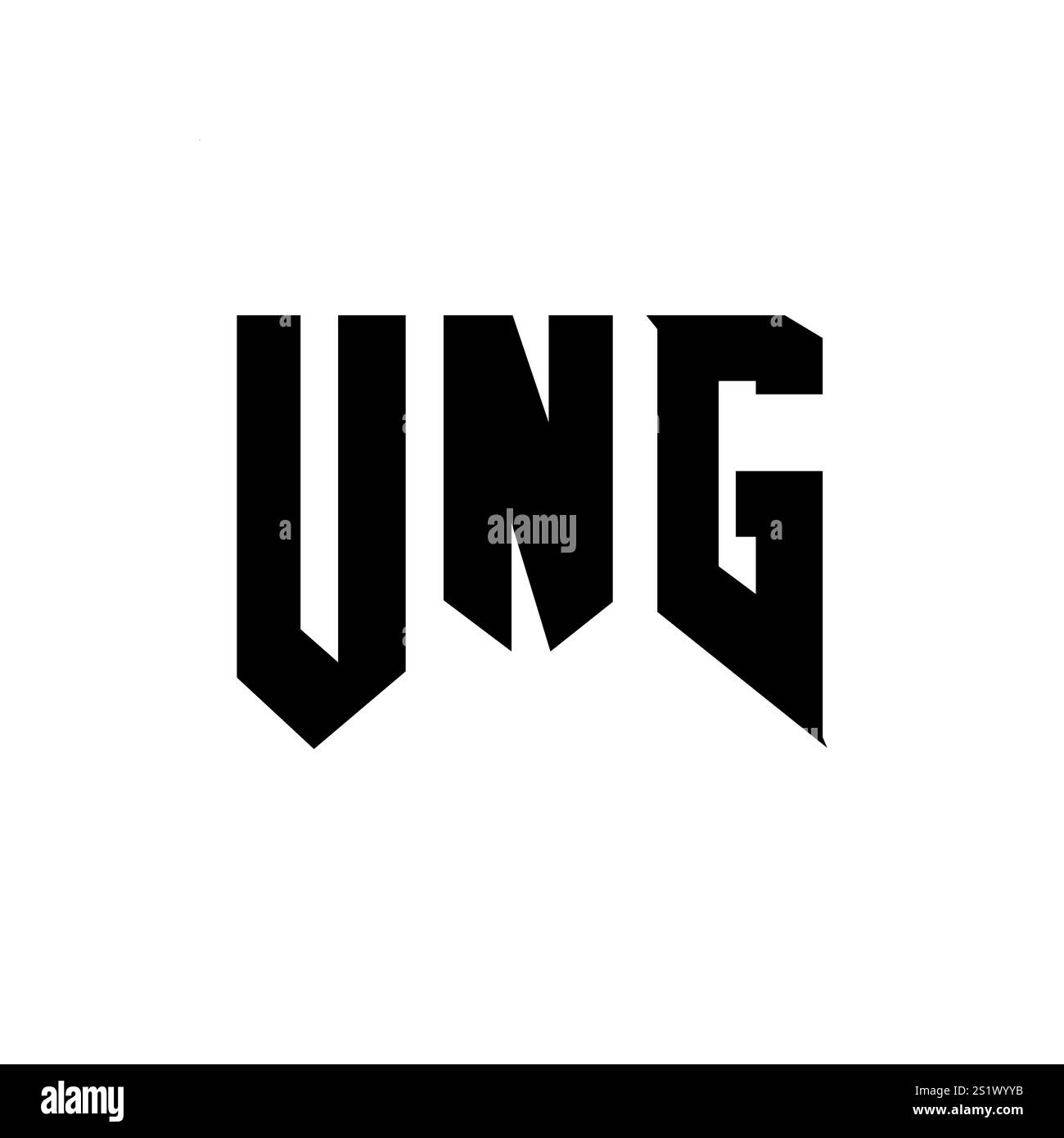 UNG letter logo design for technology company. UNG logo design black and white color combination ...