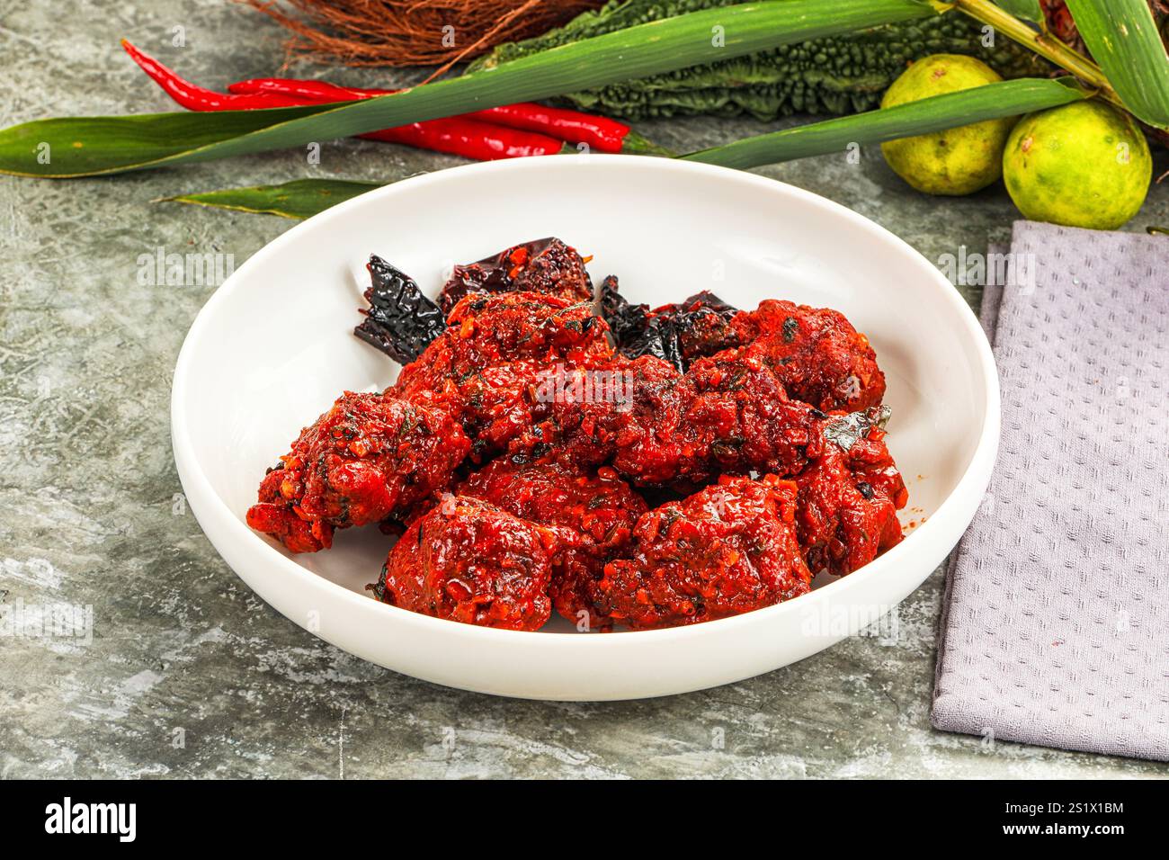 Indian cuisene - tandoori spicy Chicken 65 Stock Photo - Alamy