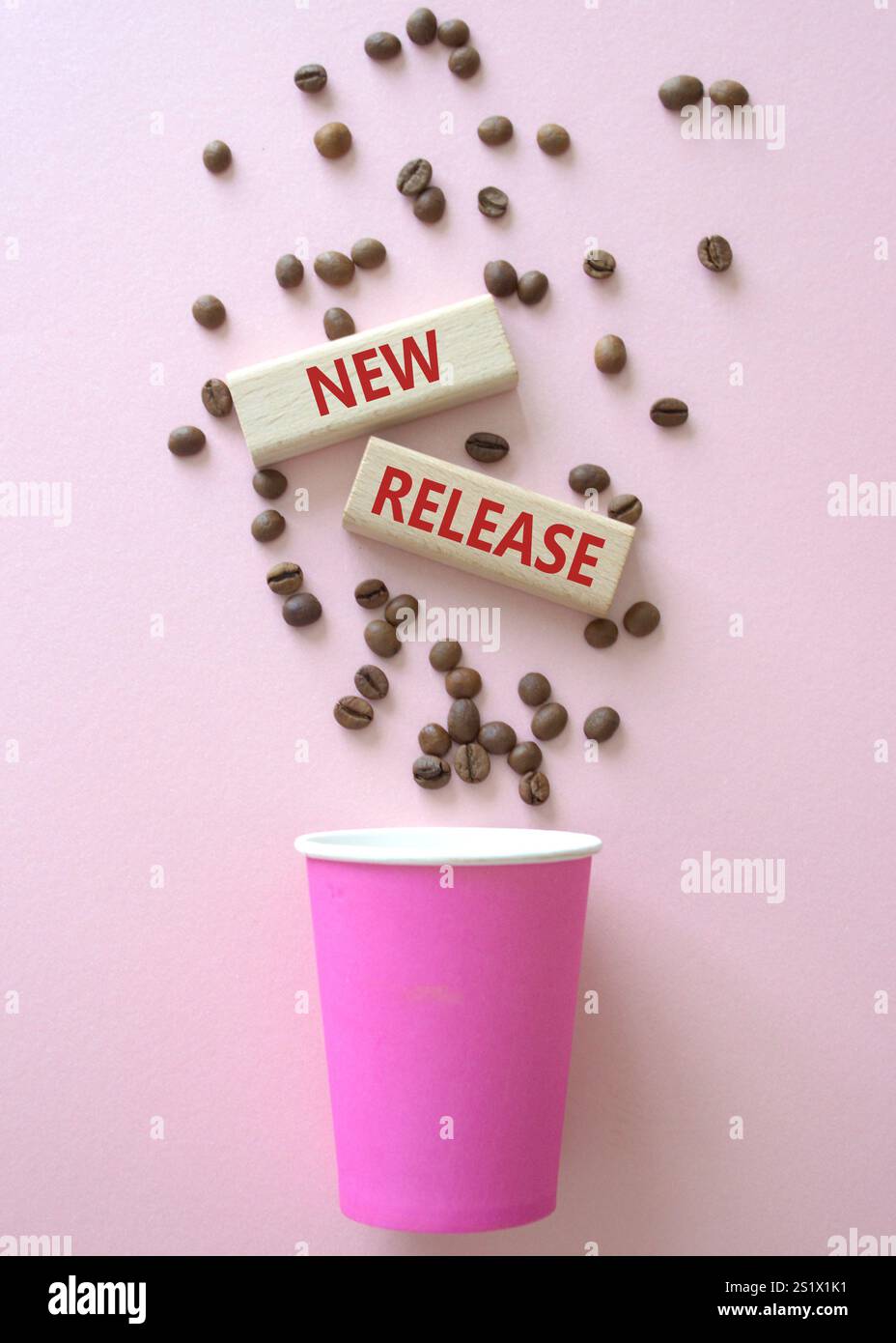 New Release symbol. Concept word New Release on wooden blocks ...