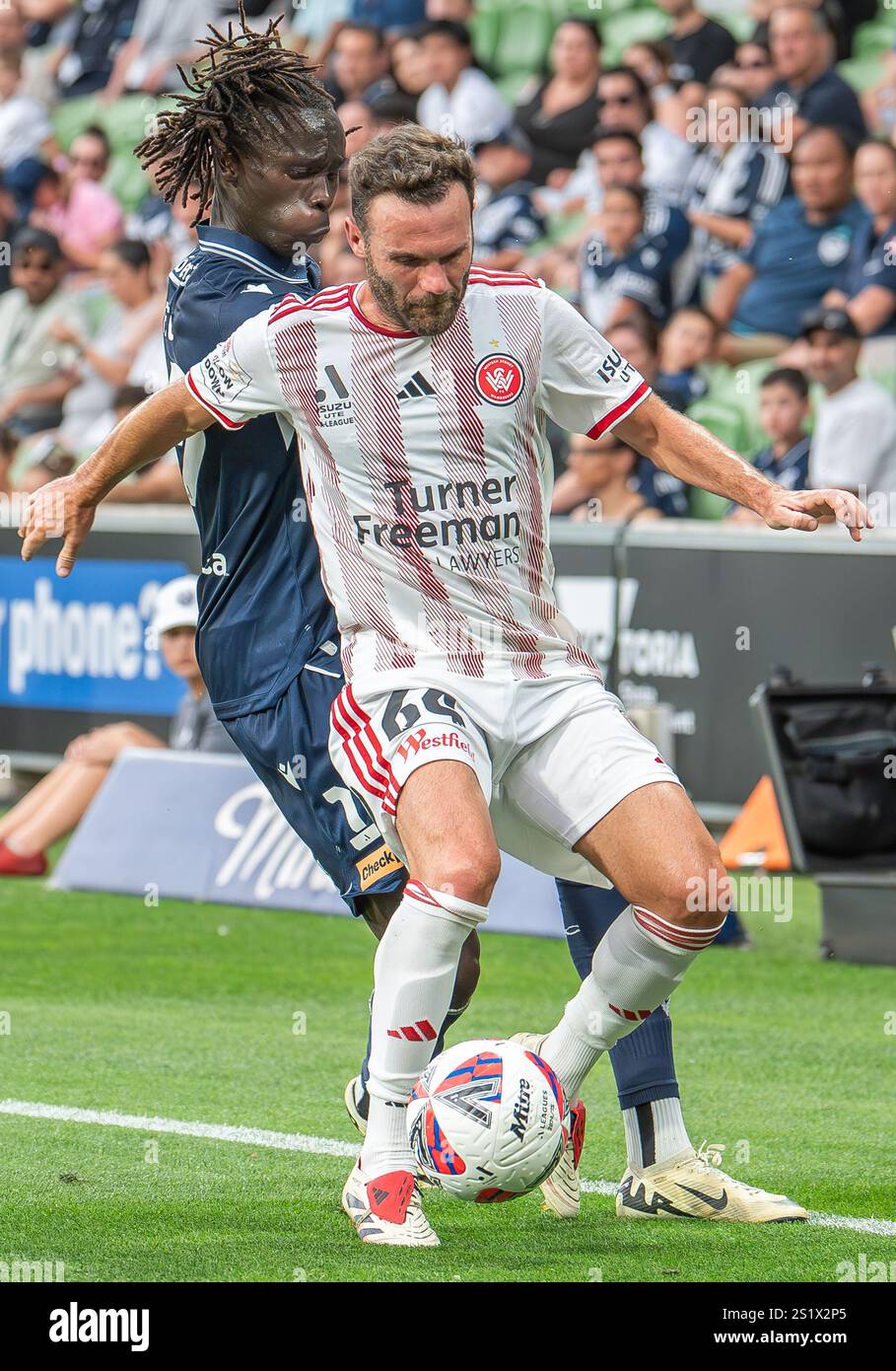 Melbourne, Australia. 04th Jan, 2025. Western Sydney Wanderers's Juan ...