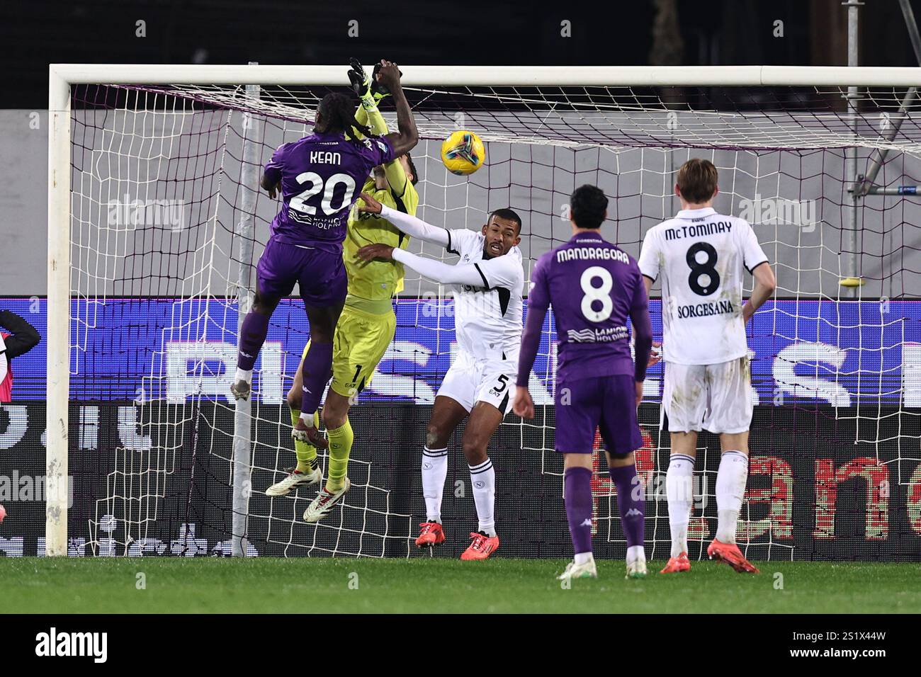 Moise Kean (Fiorentina)Alex Meret (Napoli)Juan Jesus (Napoli) during ...