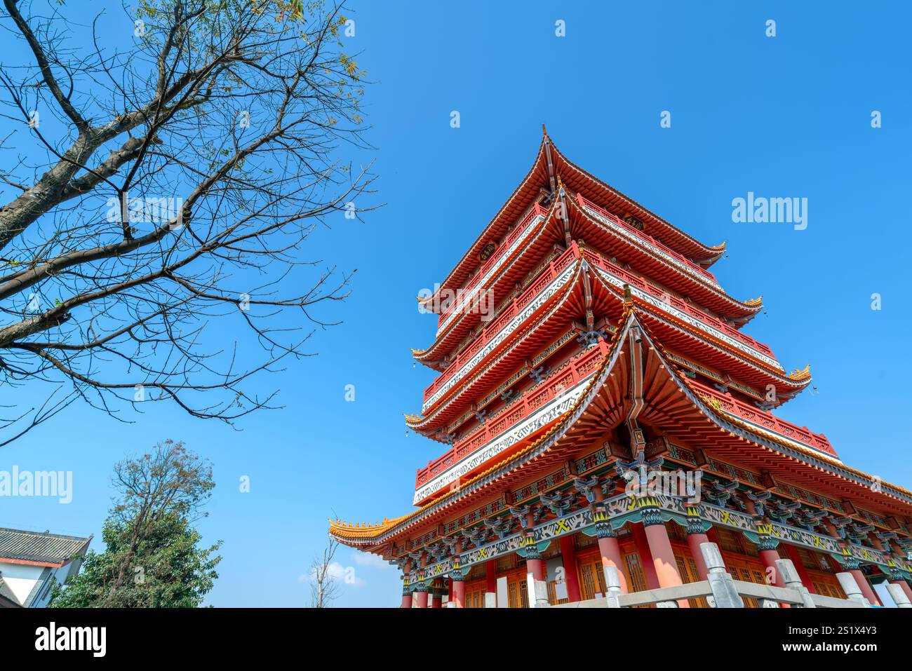 The pavilions in the small town of Nisu, where the Mengzi Yi people ...