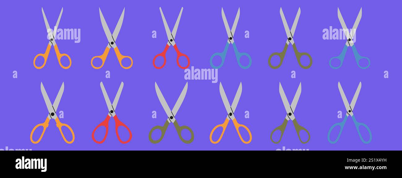 Set of colorful scissors. Hand drawn vector illustration Stock Vector ...