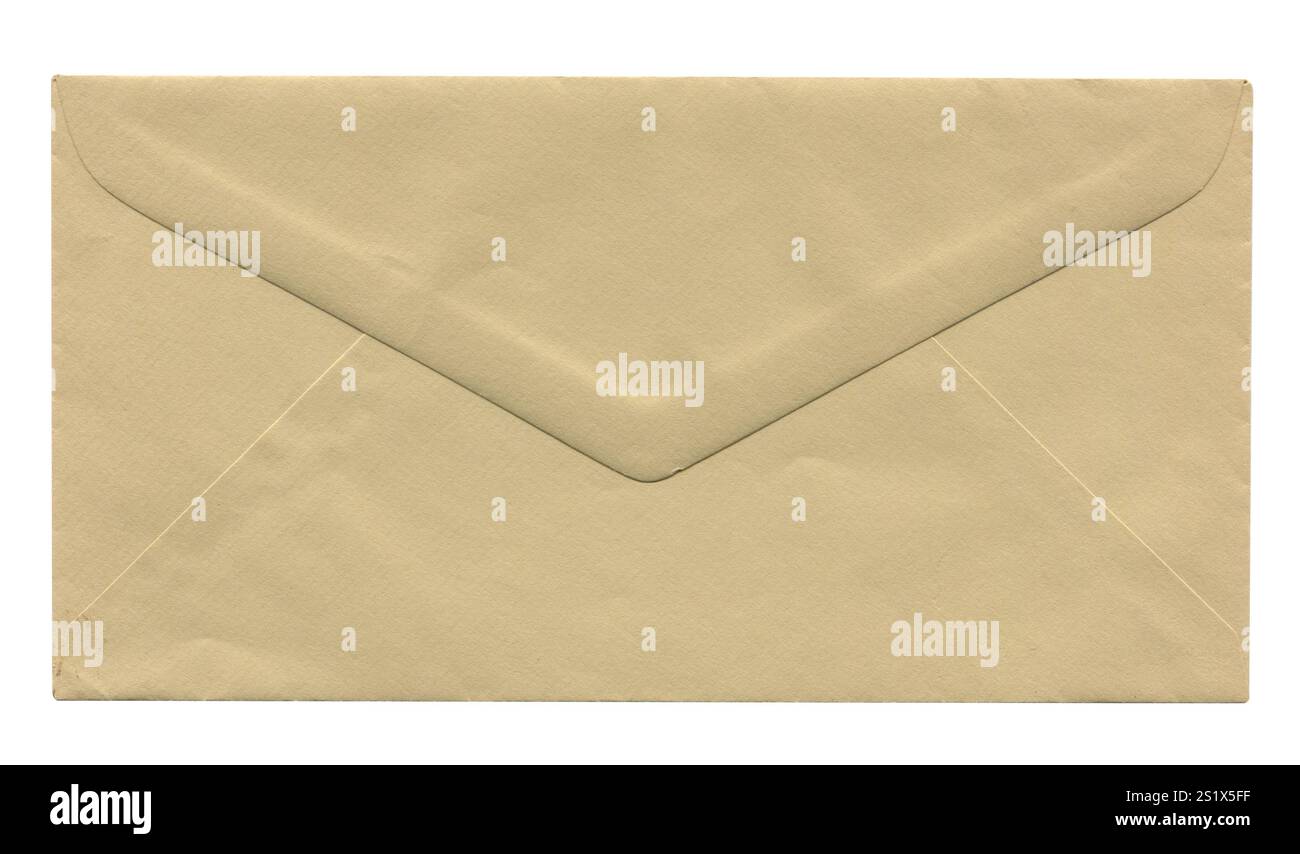 front view closeup of blank brown old aged closed letter brown long ...