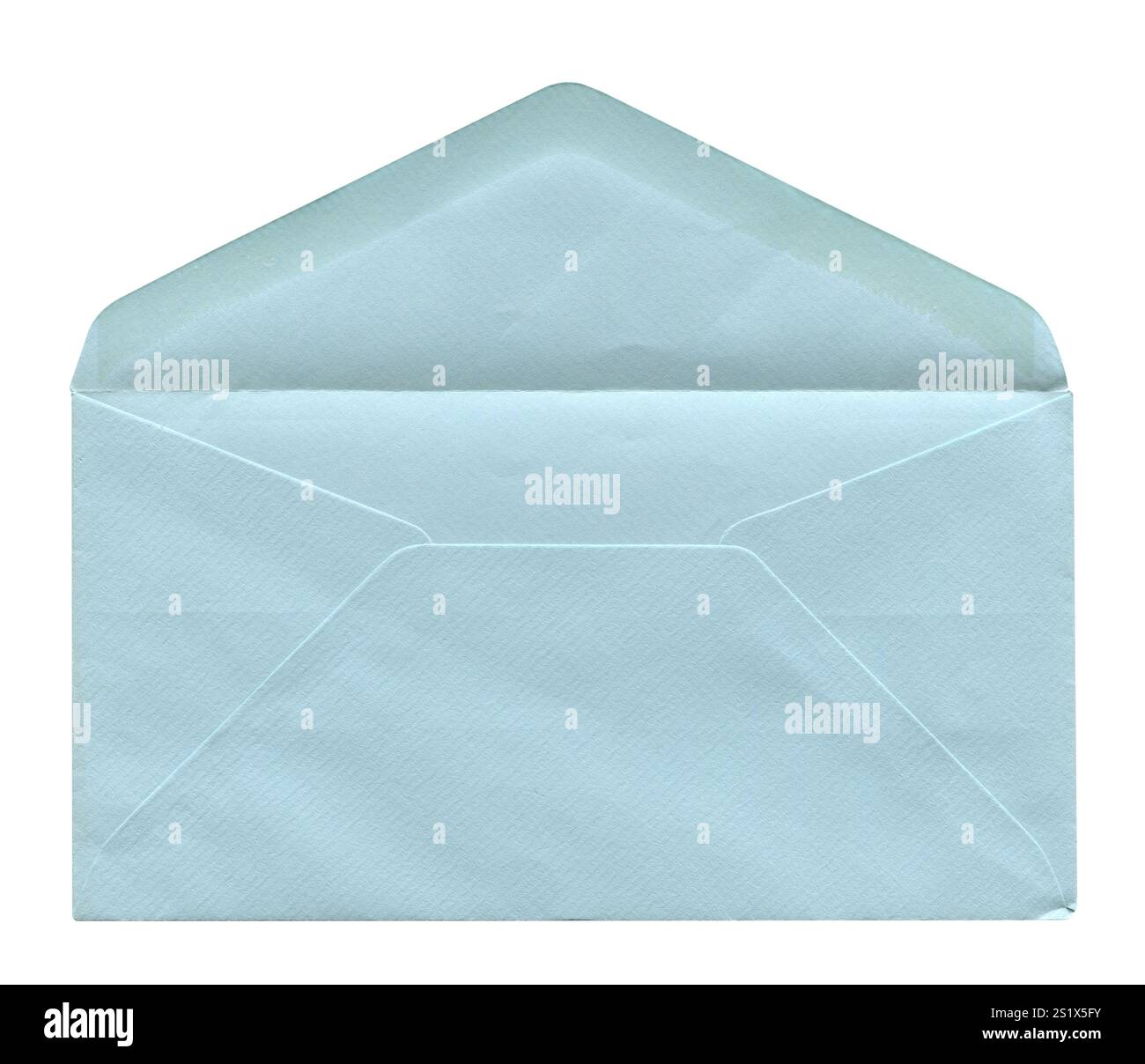 front view closeup of blank brown old aged open letter blue paper long ...