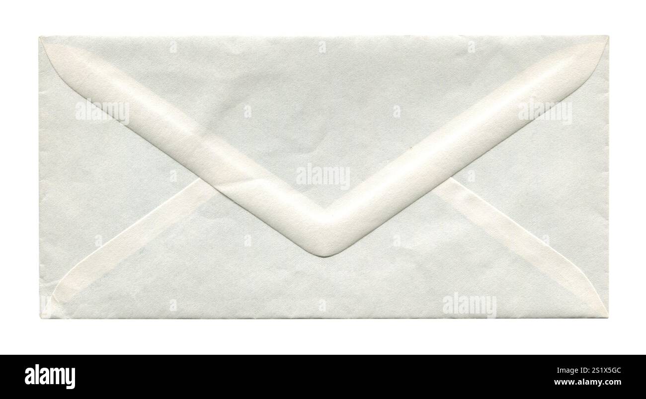 front view closeup of blank brown old aged closed letter DL paper ...