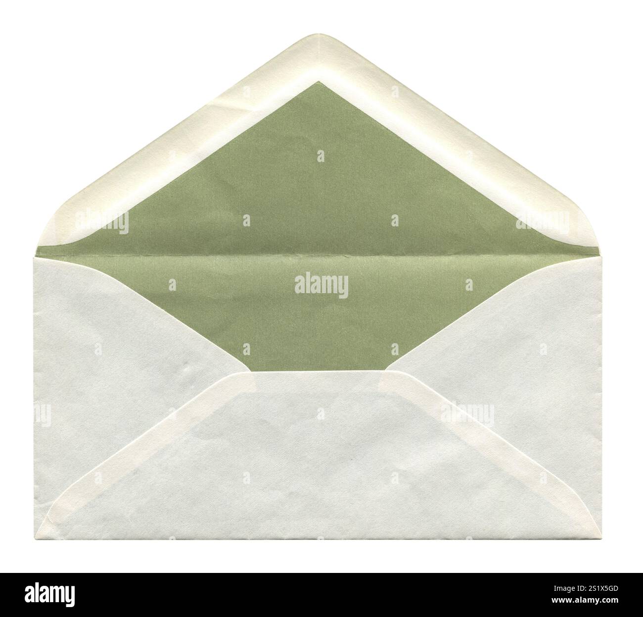 front view closeup of blank brown old aged open letter DL paper ...