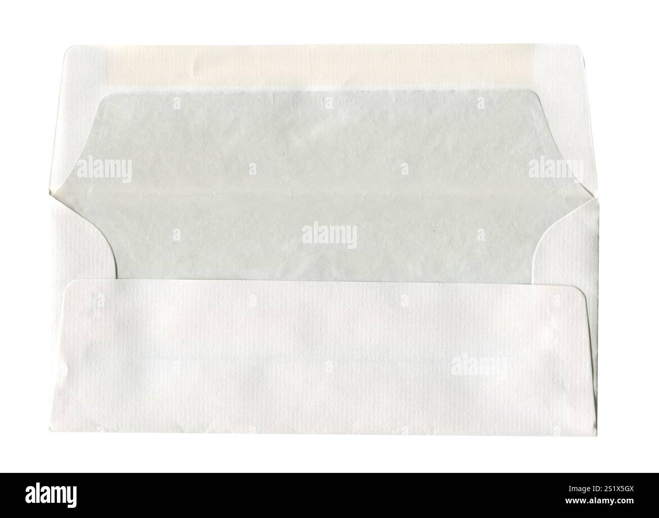 front view closeup of blank brown old aged open letter DL paper ...