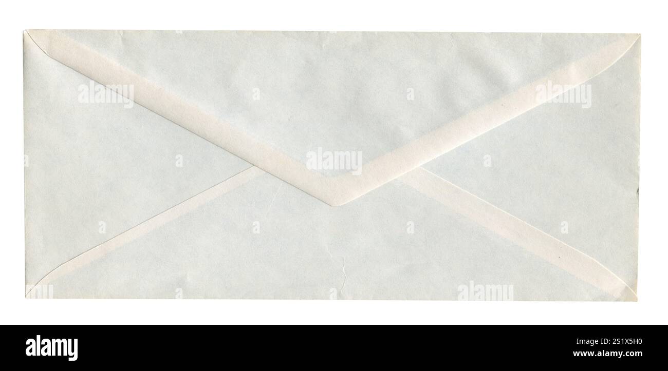front view closeup of blank brown old aged closed letter DL paper ...