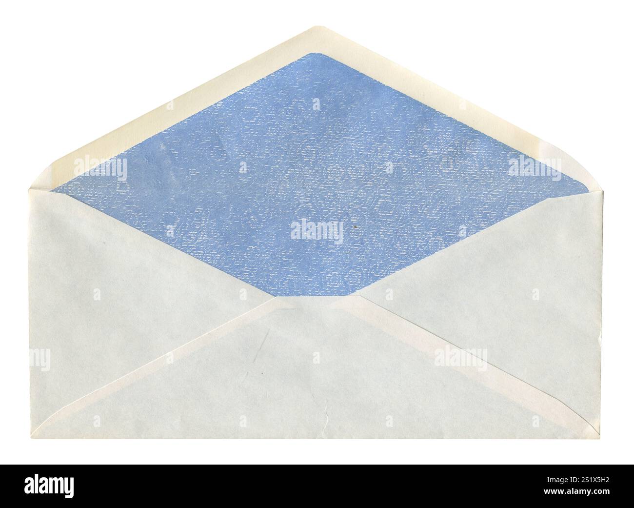 front view closeup of blank brown old aged open letter DL paper ...