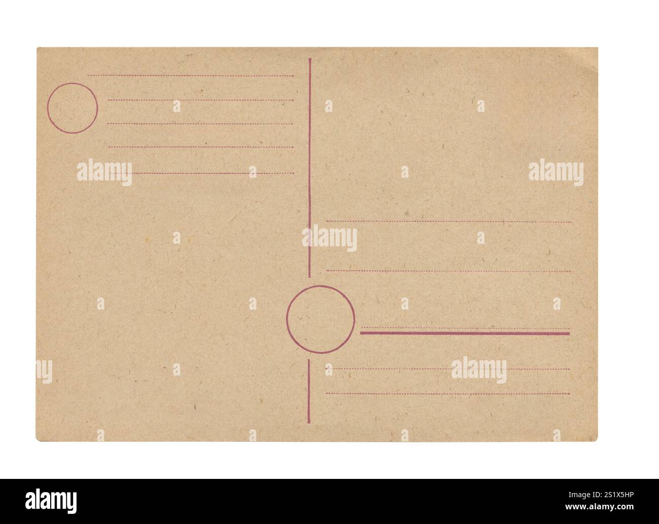 front view closeup of old vintage empty aged paper postcard texture ...