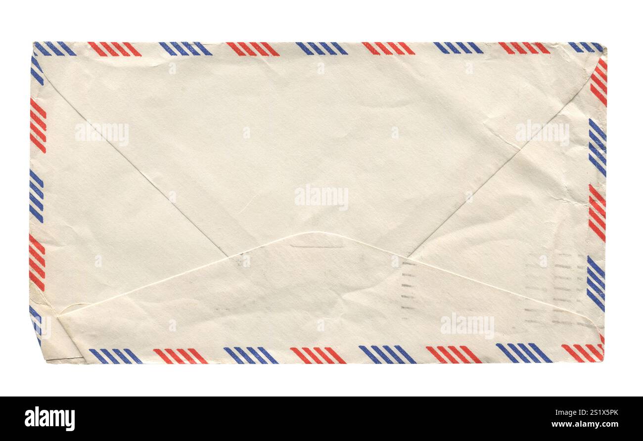 front view of old closed aged airmail DL envelope with faded stamp ...