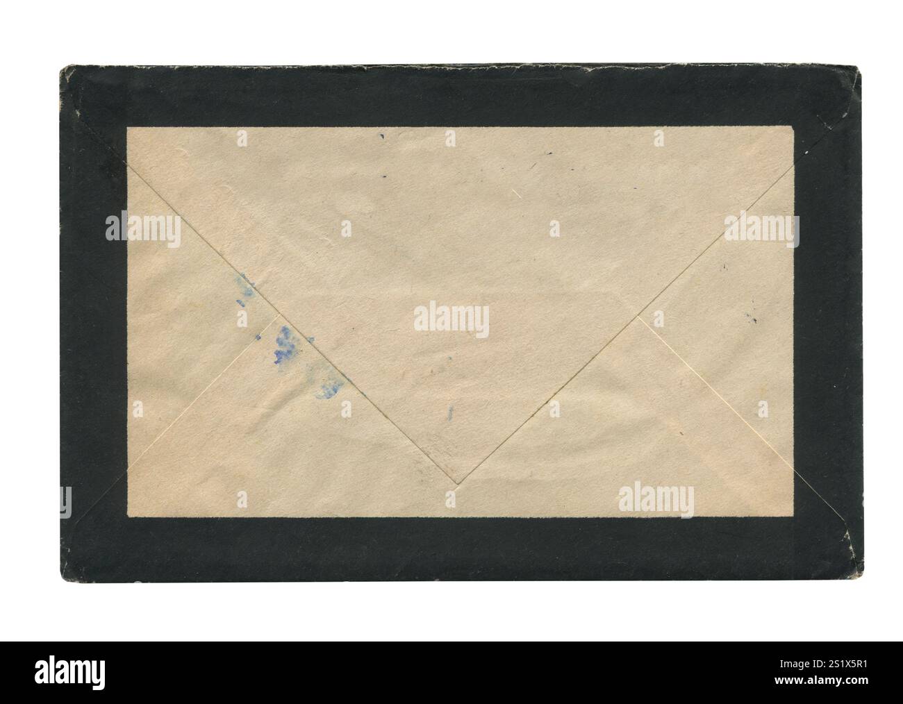 front view of old closed aged DL paper envelope with faded stamp print ...