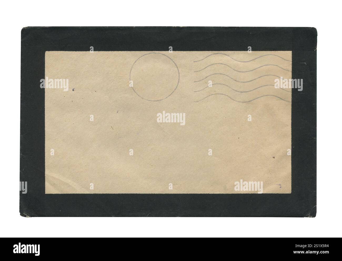 back view of old closed aged DL paper envelope with faded stamp print ...