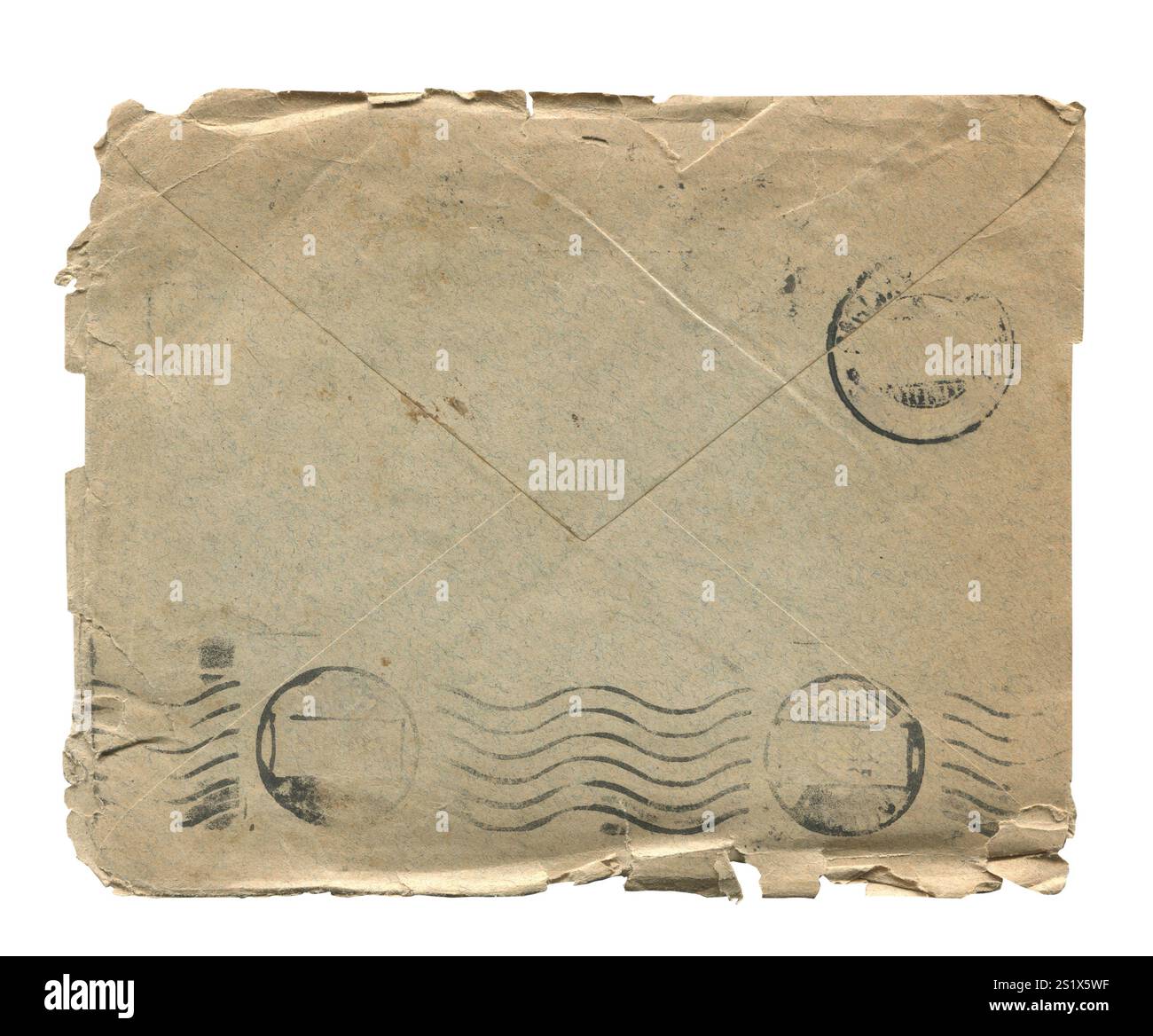 front view closeup of blank brown old aged closed letter paper envelope ...