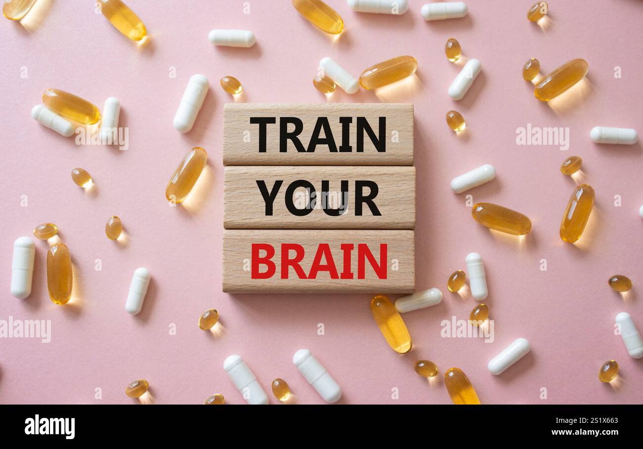 Train Your Brain symbol. Concept words Train Your Brain on wooden ...