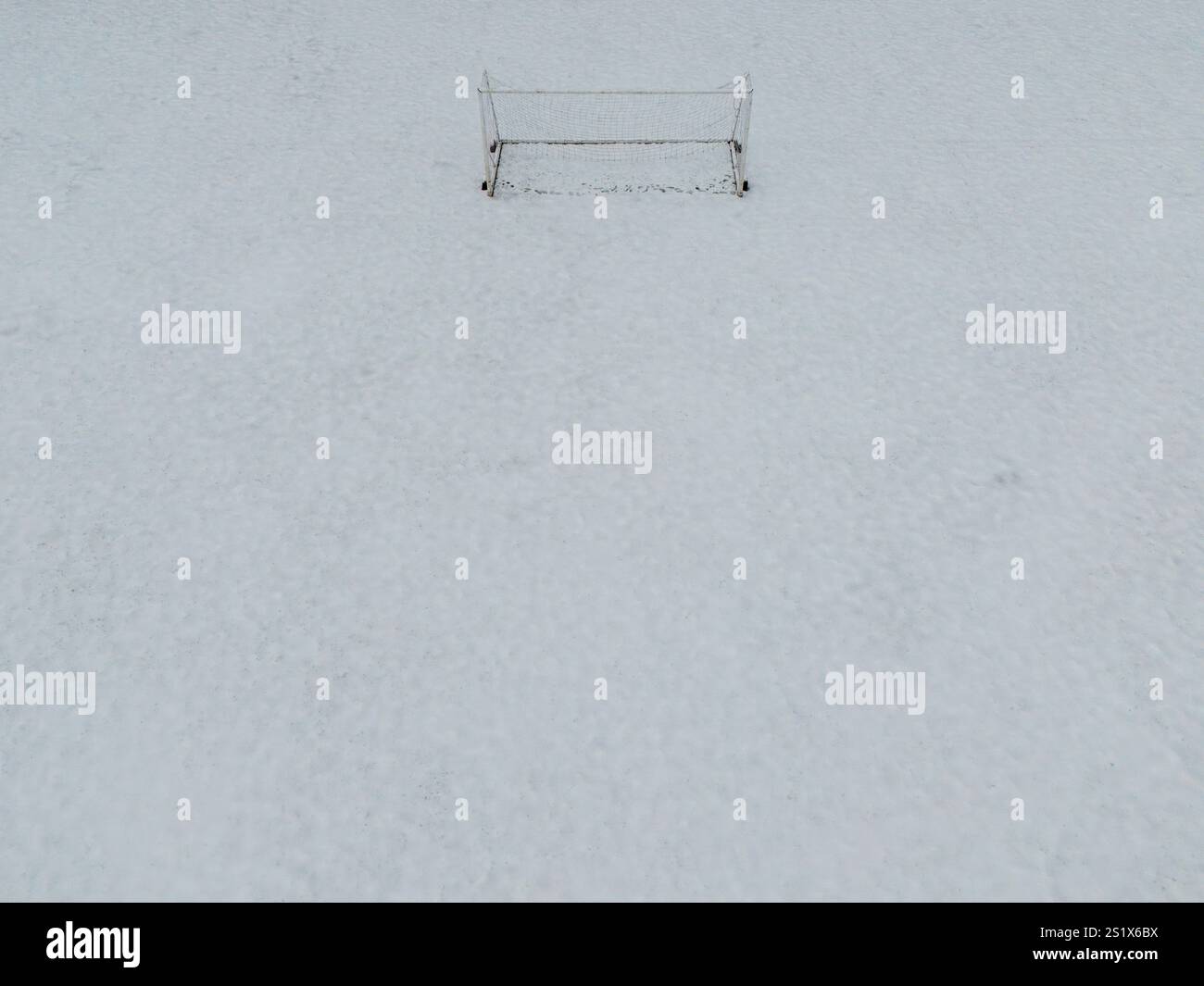 New Inn, UK. 5th January 2024. A football pitch is covered in snow ...