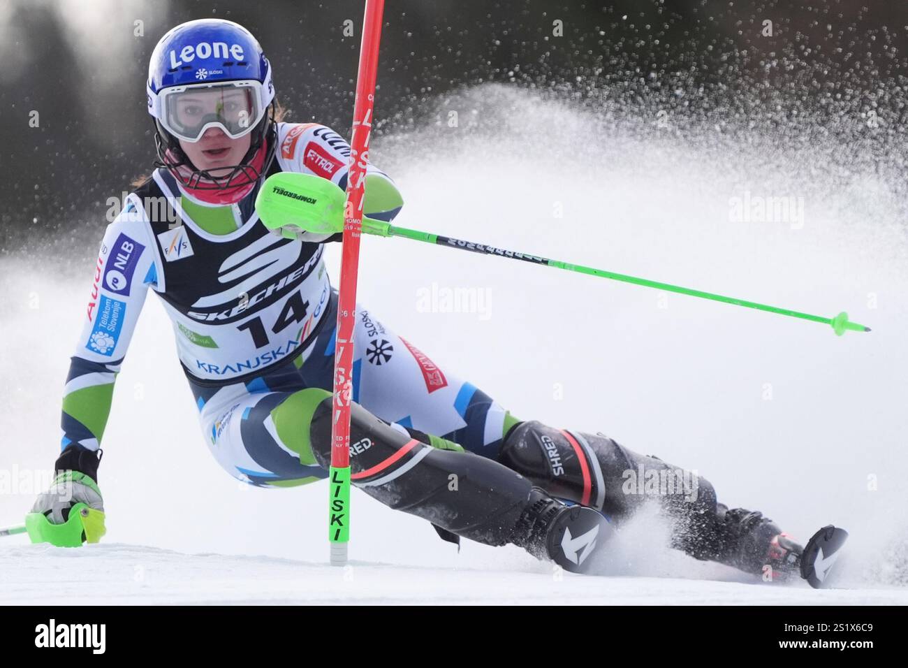 Slovenia's Andreja Slokar speeds down the course during an alpine ski ...