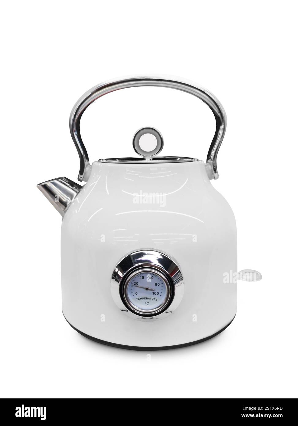 Metal white electric kettle. Isolated object on transparent background ...