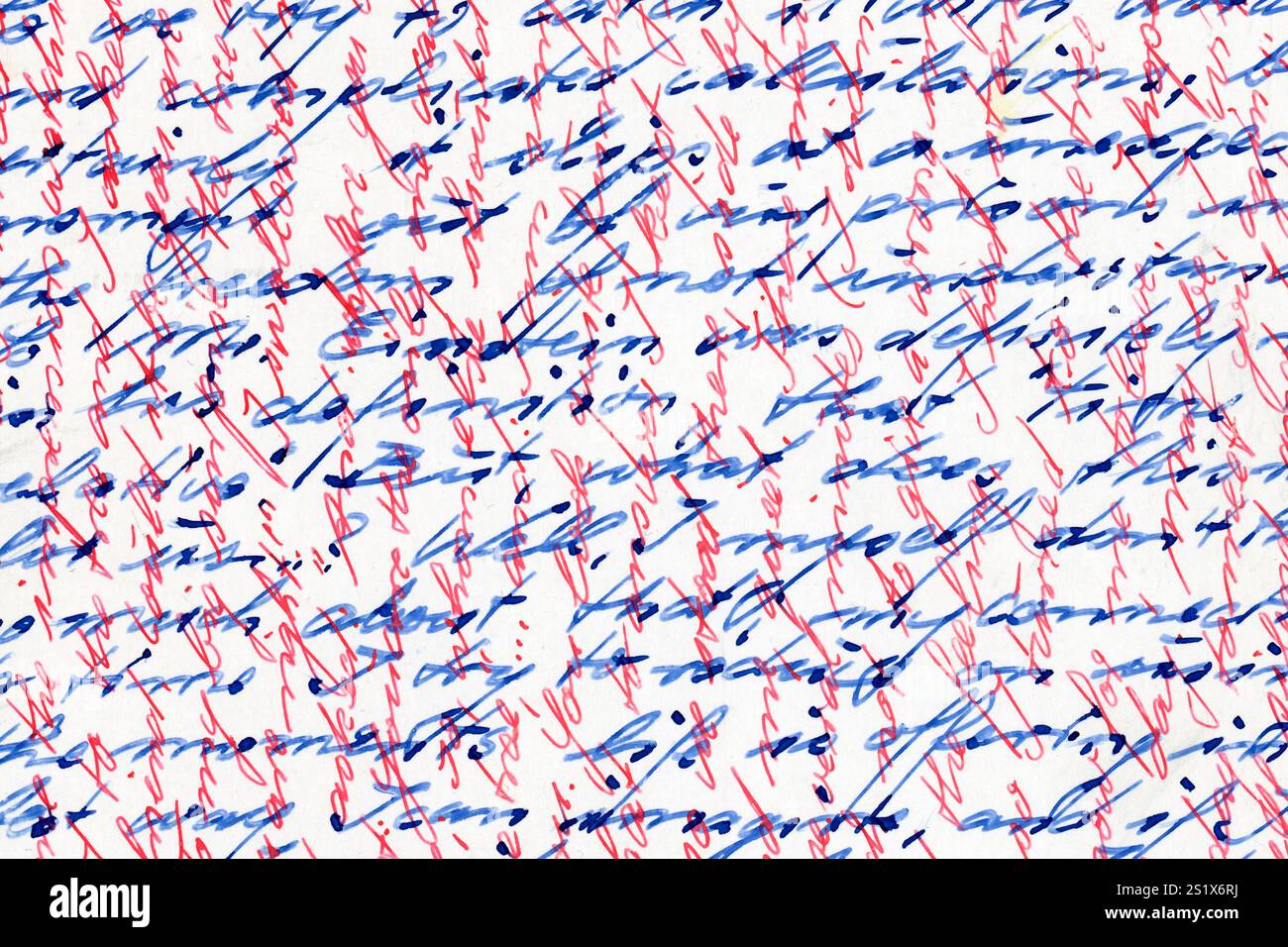 Handwriting written in two colors of ink in different directions. It's ...