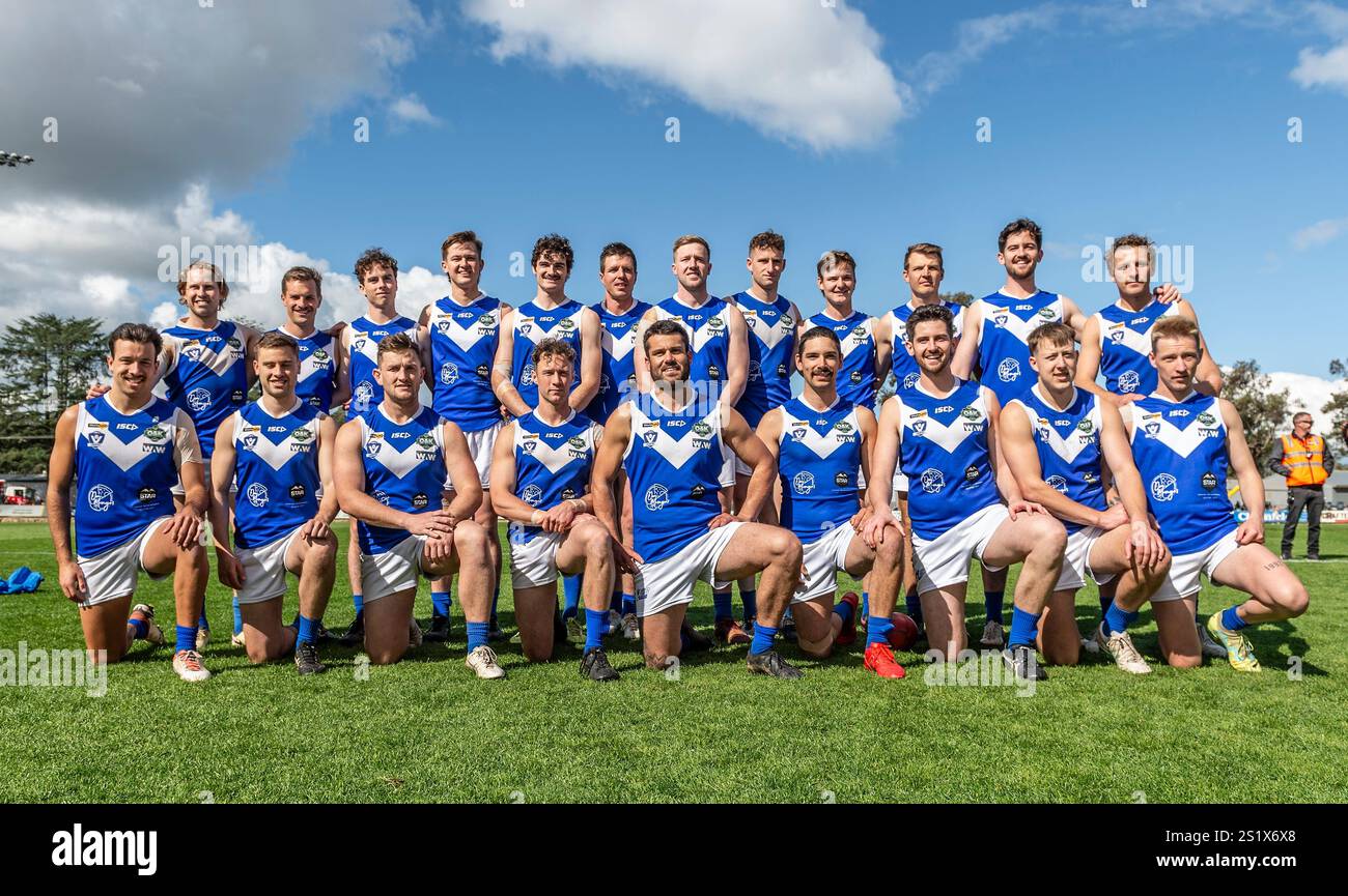 WANGARATTA, AUSTRALIA. 14 Sept, 2024. Bright Football Club team players ...