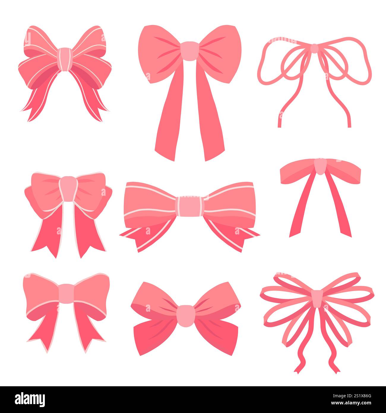 Vector clip arts set of pink vector bows in a flat style isolated from ...