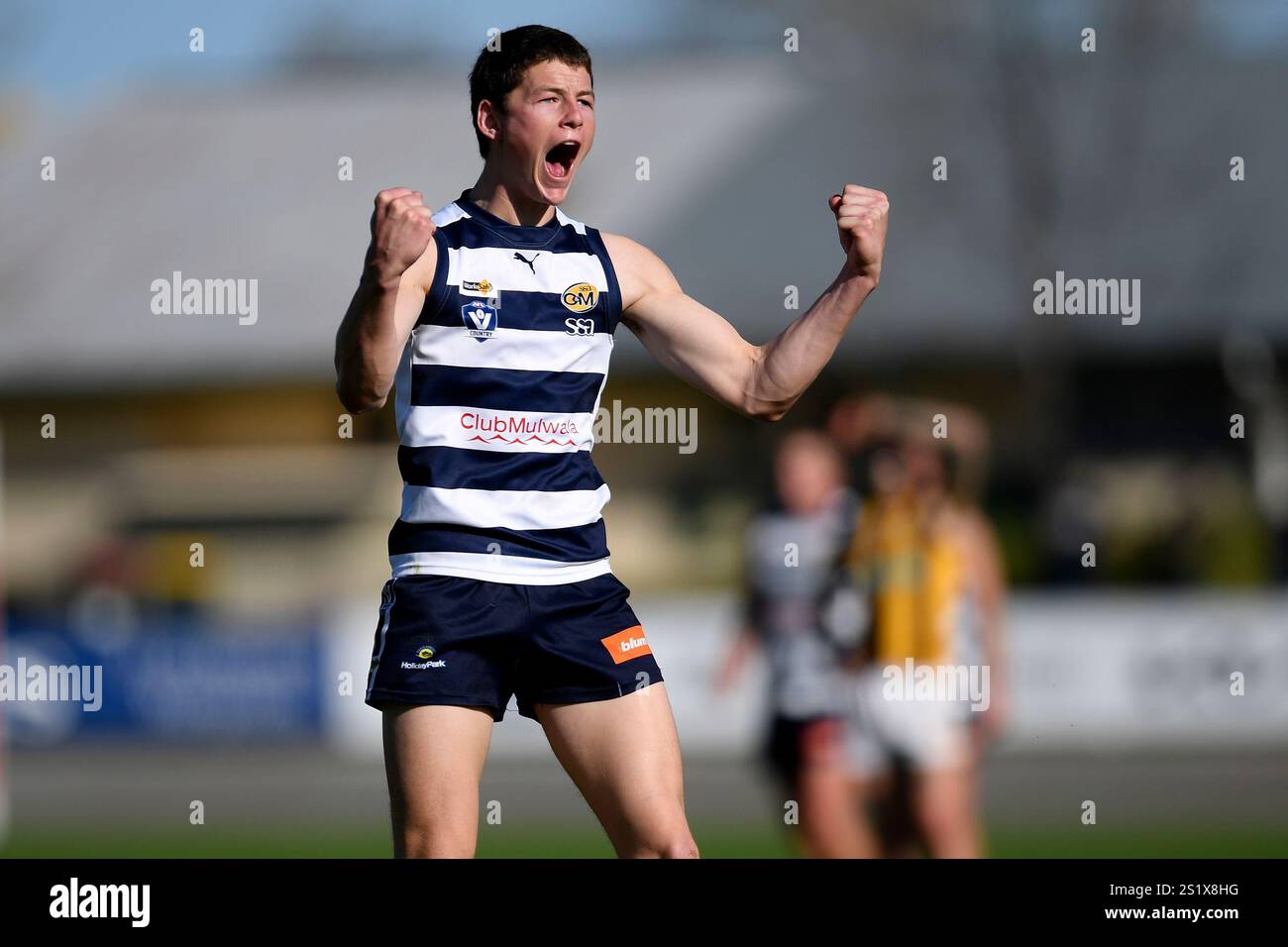 WANGARATTA, AUSTRALIA. 7th SEPT 2024. Pictured: Ben Kennedy of Yarrawonga clenches his fists and ...
