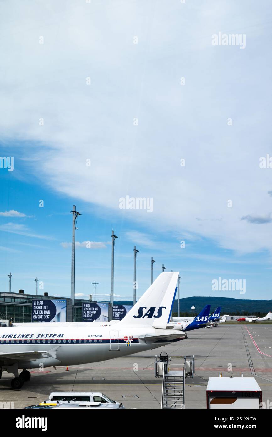 Oslo, Norway - 08.01.2024: SAS, Scandinavian Airlines, airplane at Oslo ...