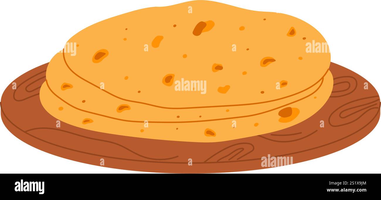 Flatbread. Traditional Middle Eastern food. Hand drawn vector ...