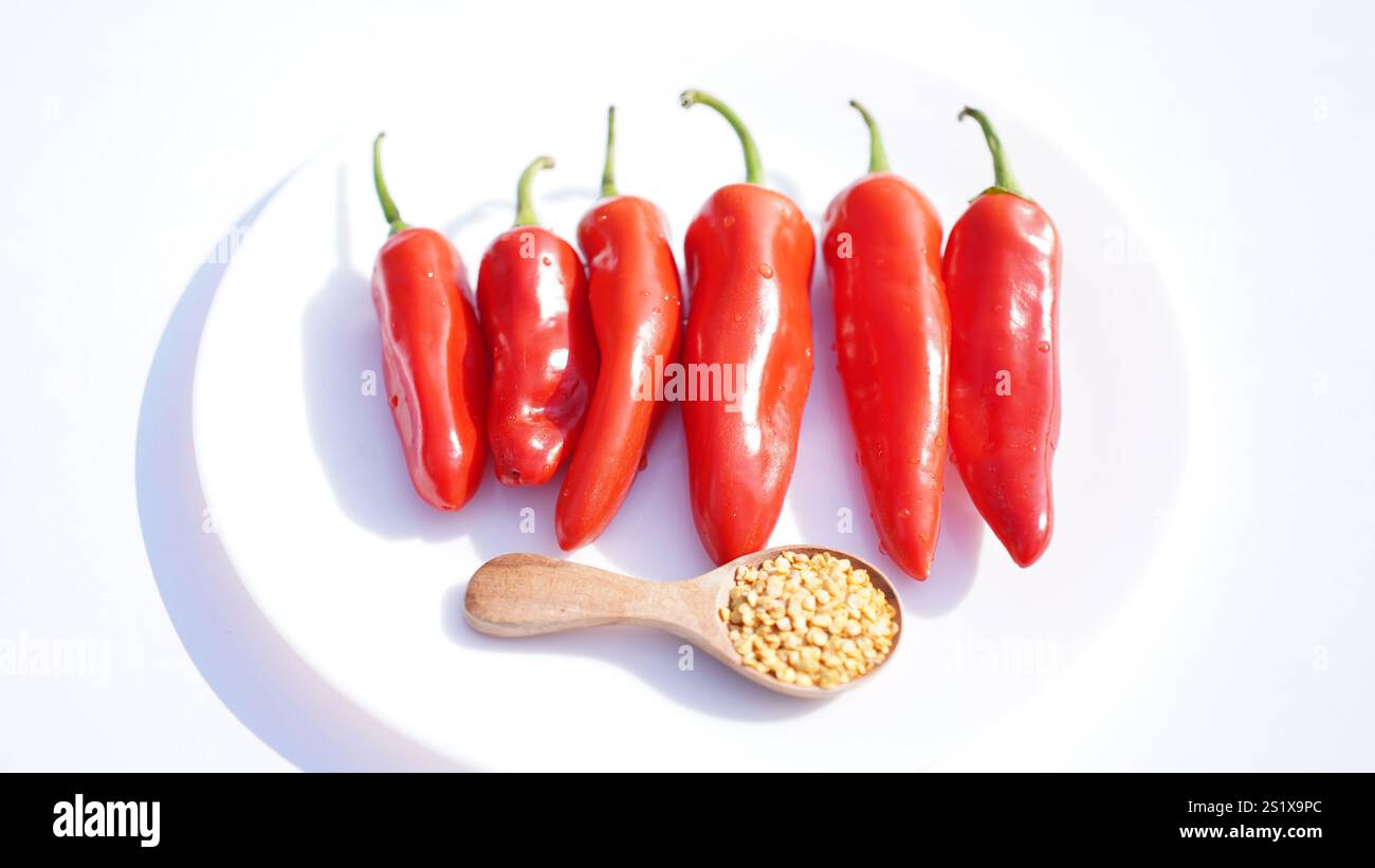 Chili pepper isolated. Chilli top view on white background. Whole and ...
