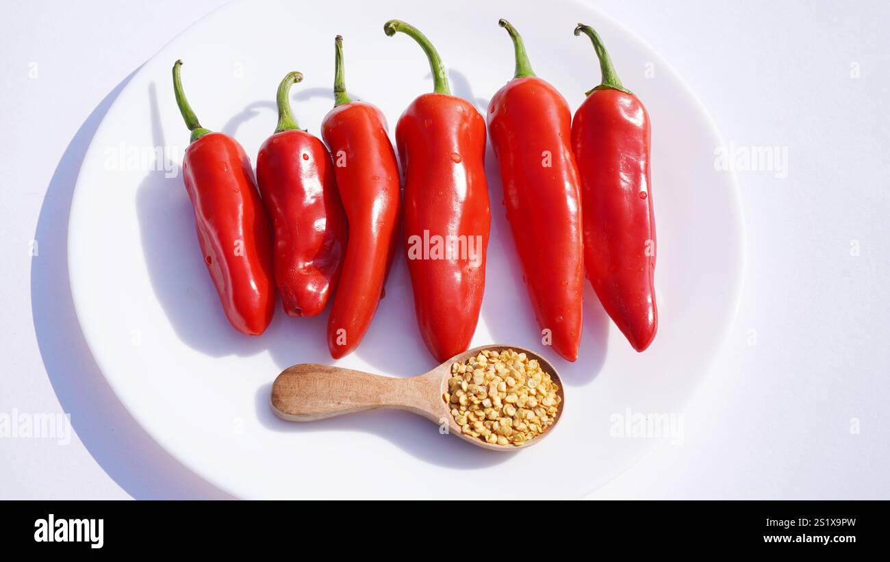 Chili pepper isolated. Chilli top view on white background. Whole and ...